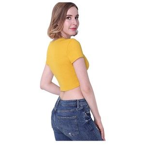Tops | Burnt Yellow Double Tie Crop Top Vsco | Poshmark